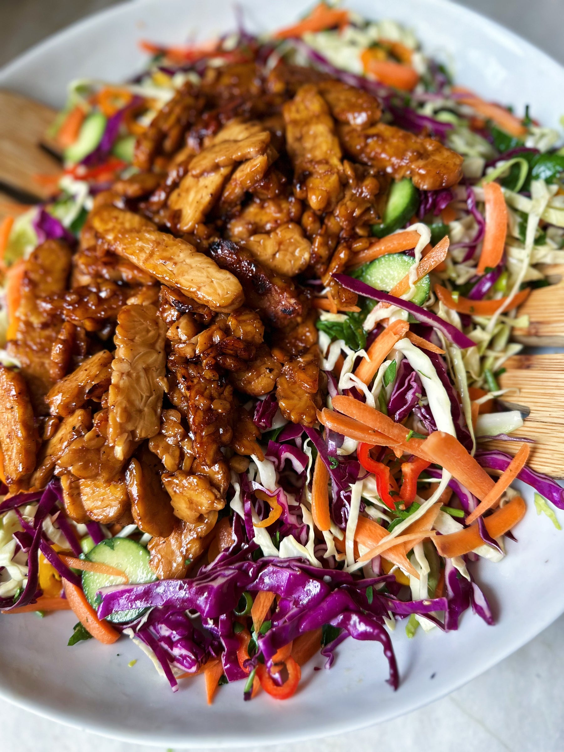 Sesame Ginger Tempeh Asian Salad - Tasty As Fit