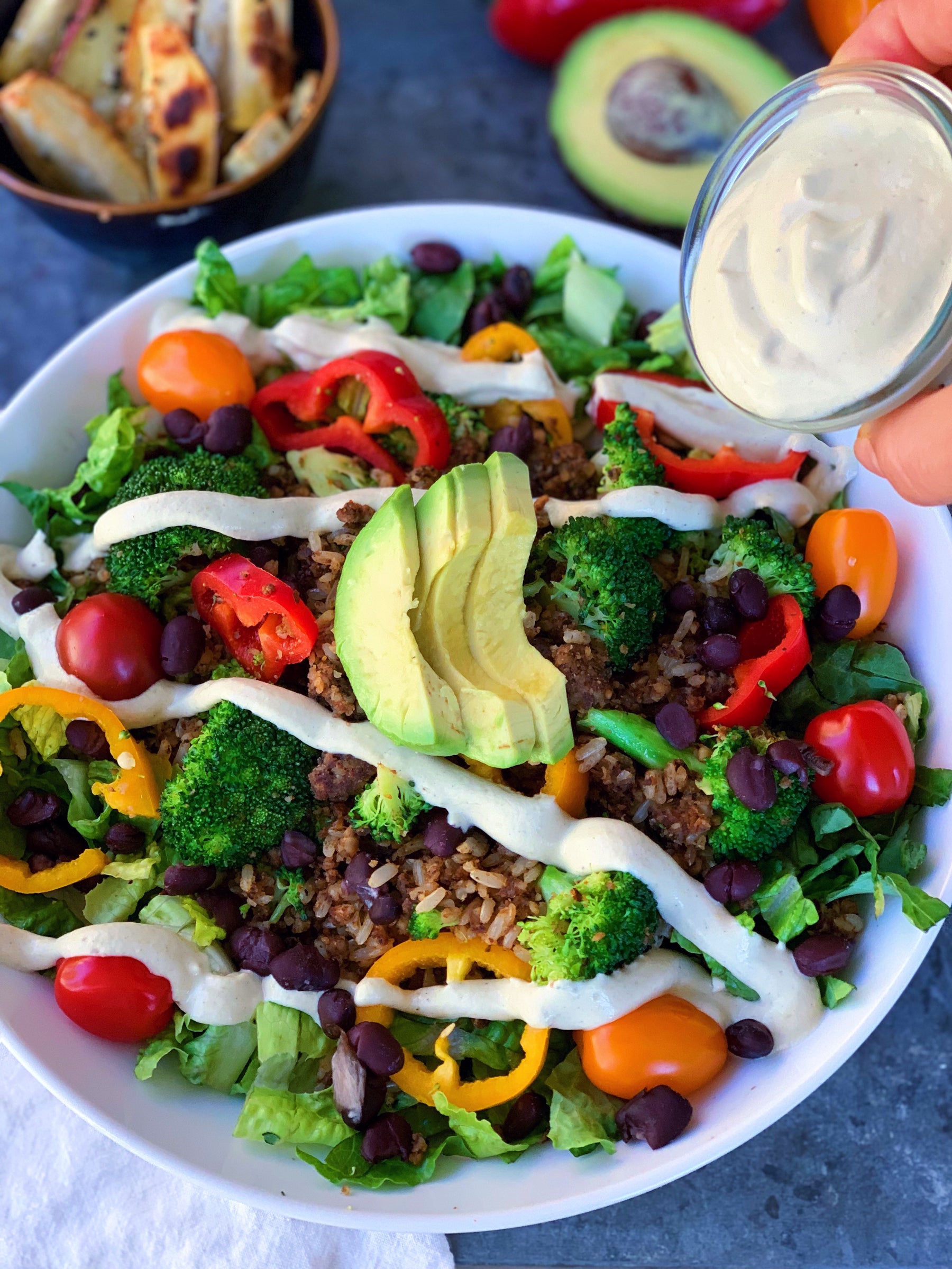 MEXI TACO SALAD STIR FRY W/ CASHEW QUESO - Tasty As Fit